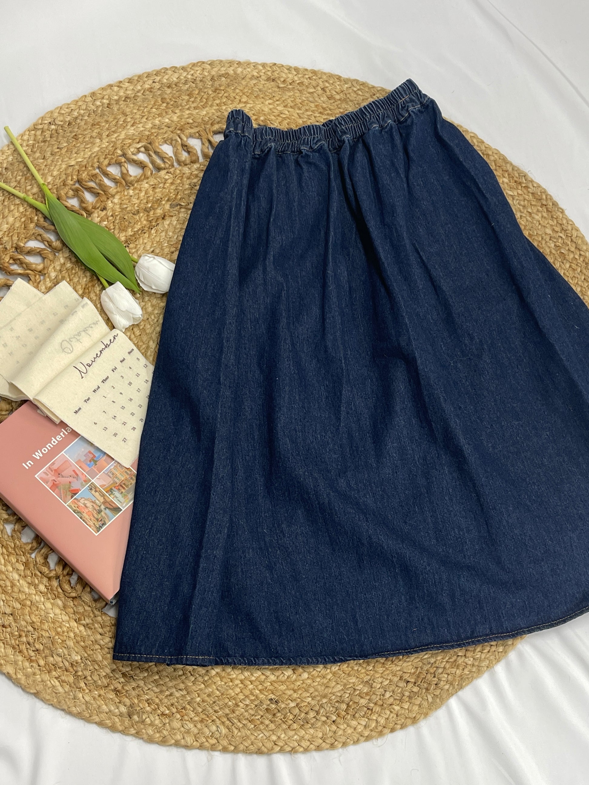 Embroidered Floral Denim Maxi Skirt – Pit a Pat